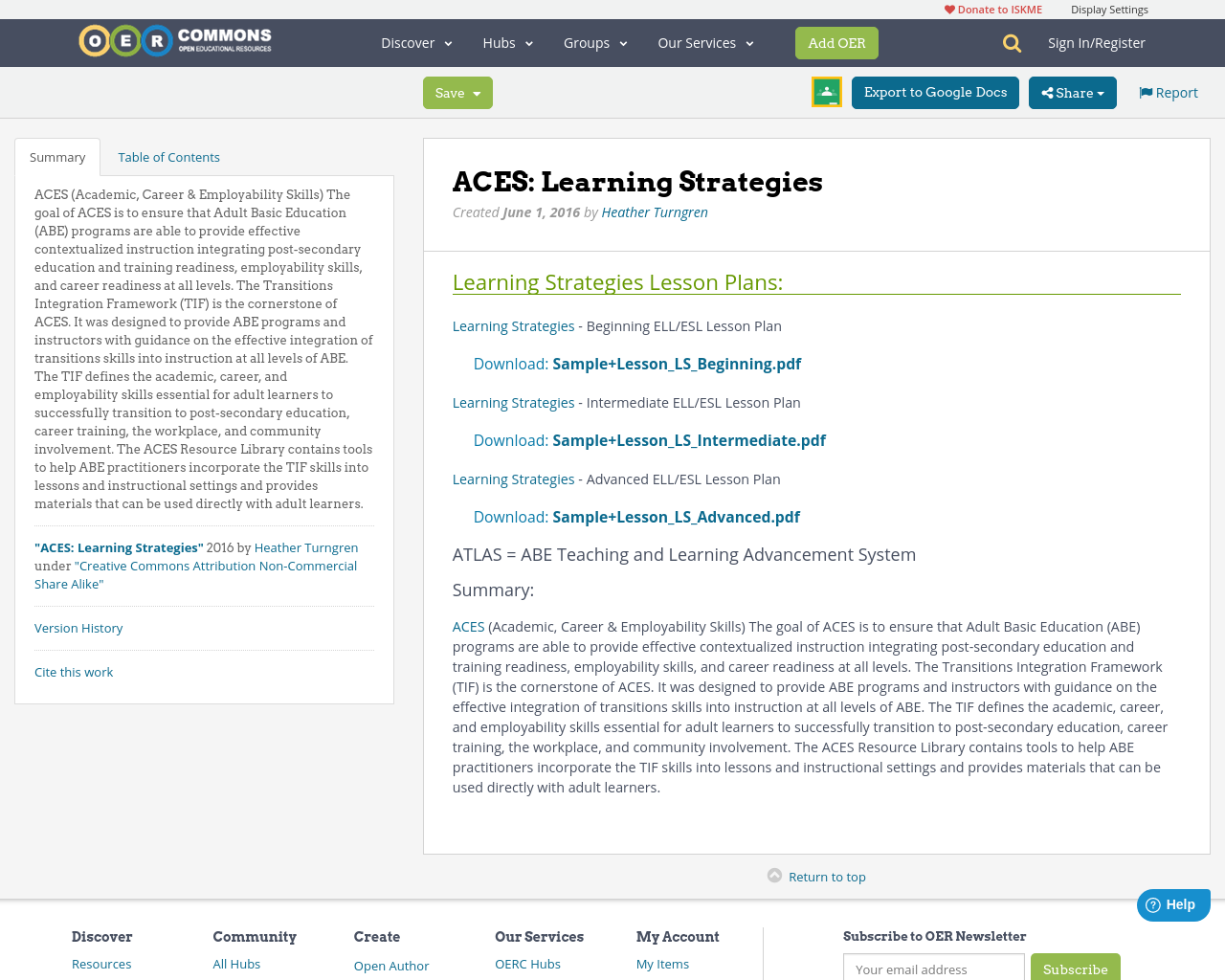 ACES: Learning Strategies | OER Commons