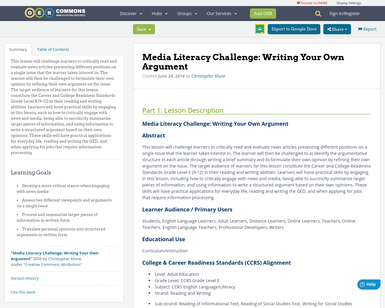 Media Literacy Challenge: Writing Your Own Argument | OER Commons