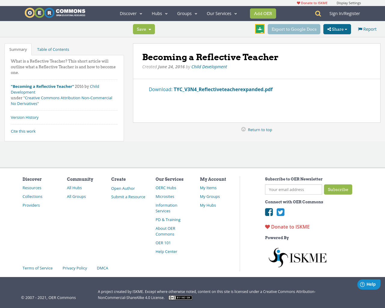 Becoming a Reflective Teacher | OER Commons