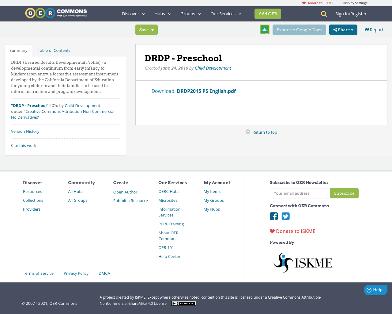 DRDP - Preschool | OER Commons