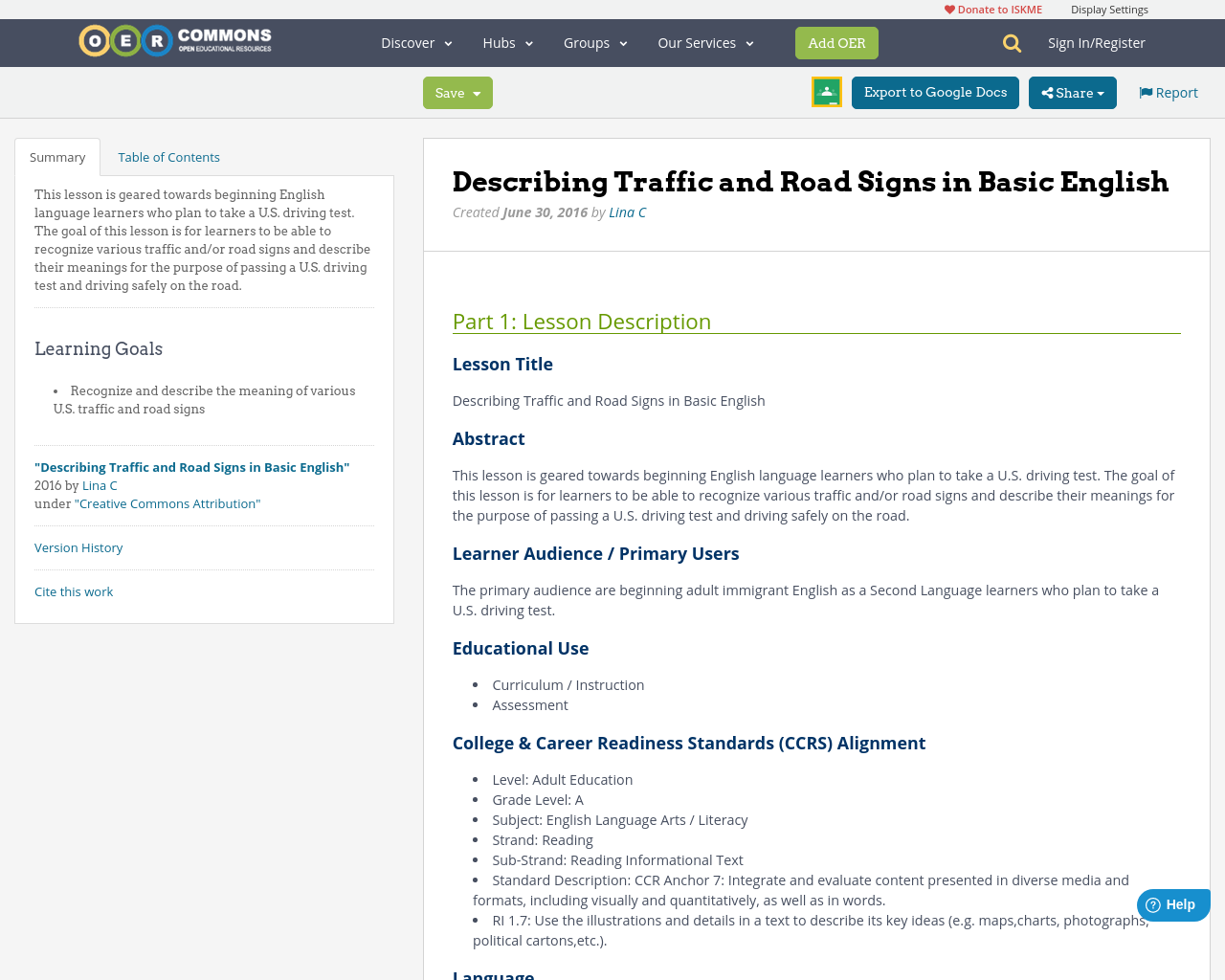Describing Traffic and Road Signs in Basic English | OER Commons