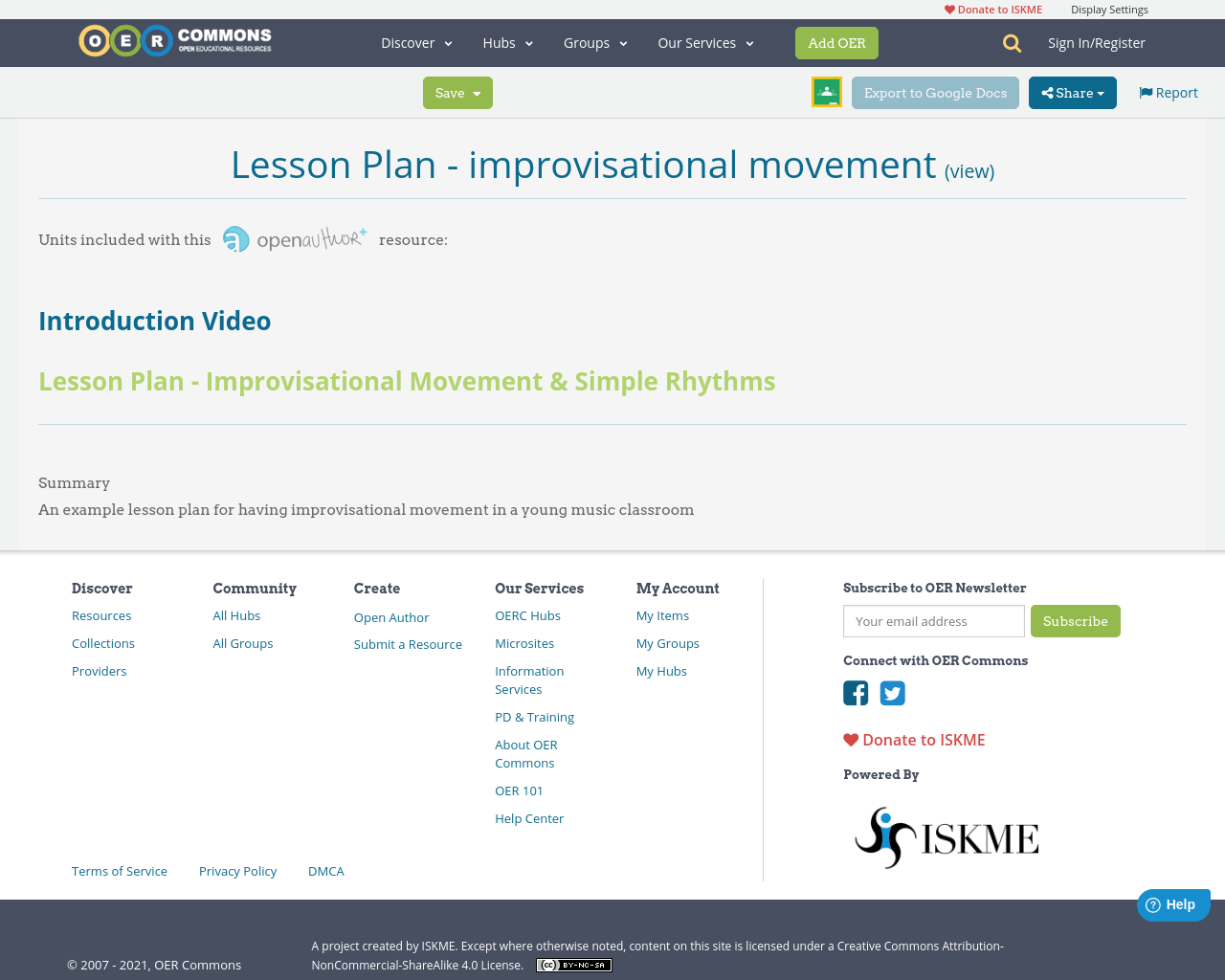 Lesson Plan - improvisational movement | OER Commons