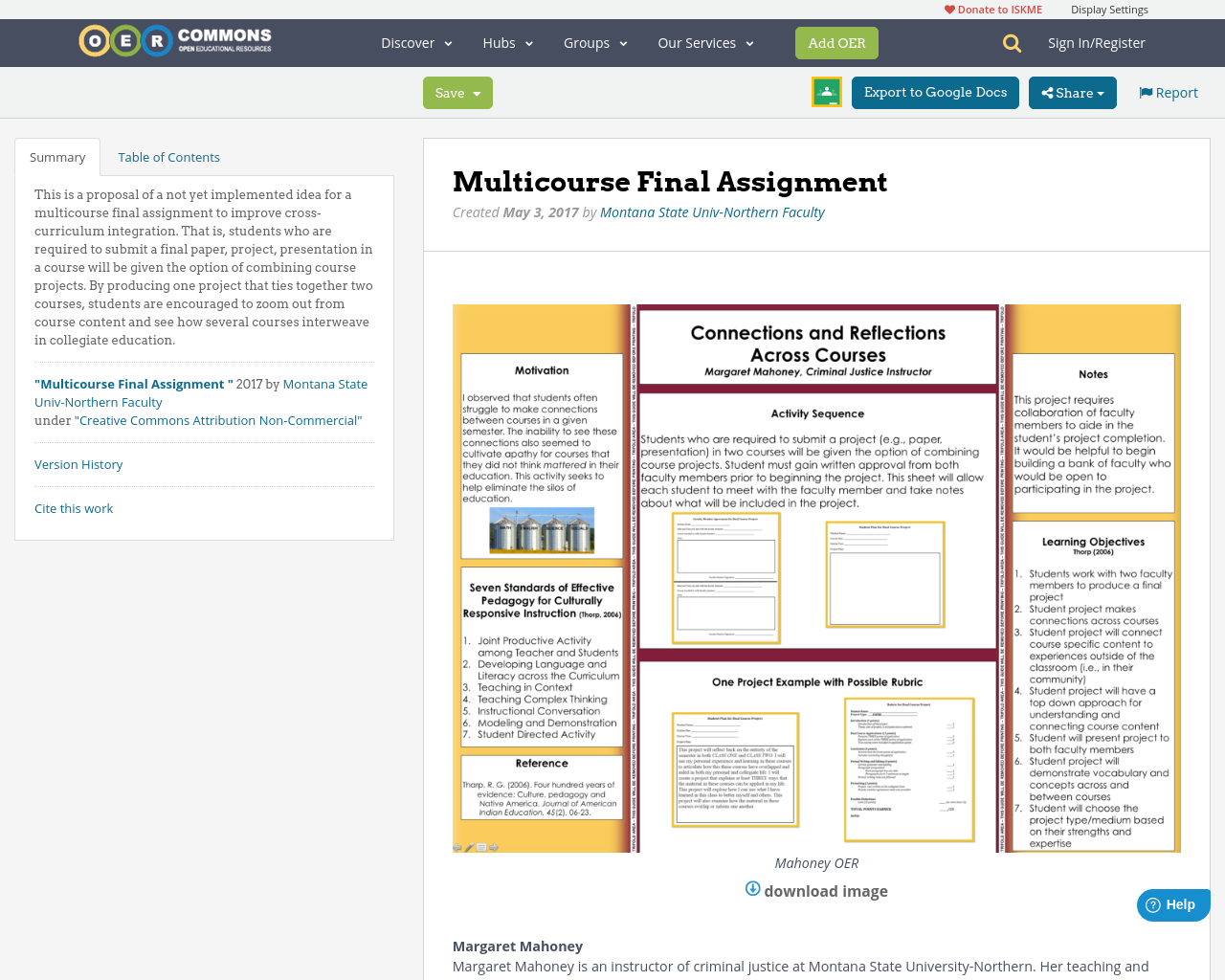 Multicourse Final Assignment | OER Commons