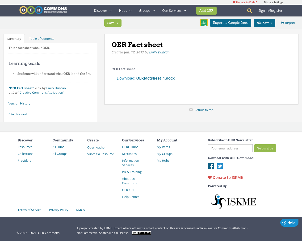 OER Fact sheet | OER Commons