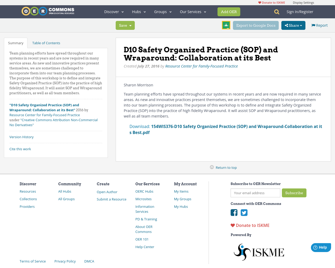 D10 Safety Organized Practice (SOP) and Wraparound: Collaboration at its Best | OER Commons