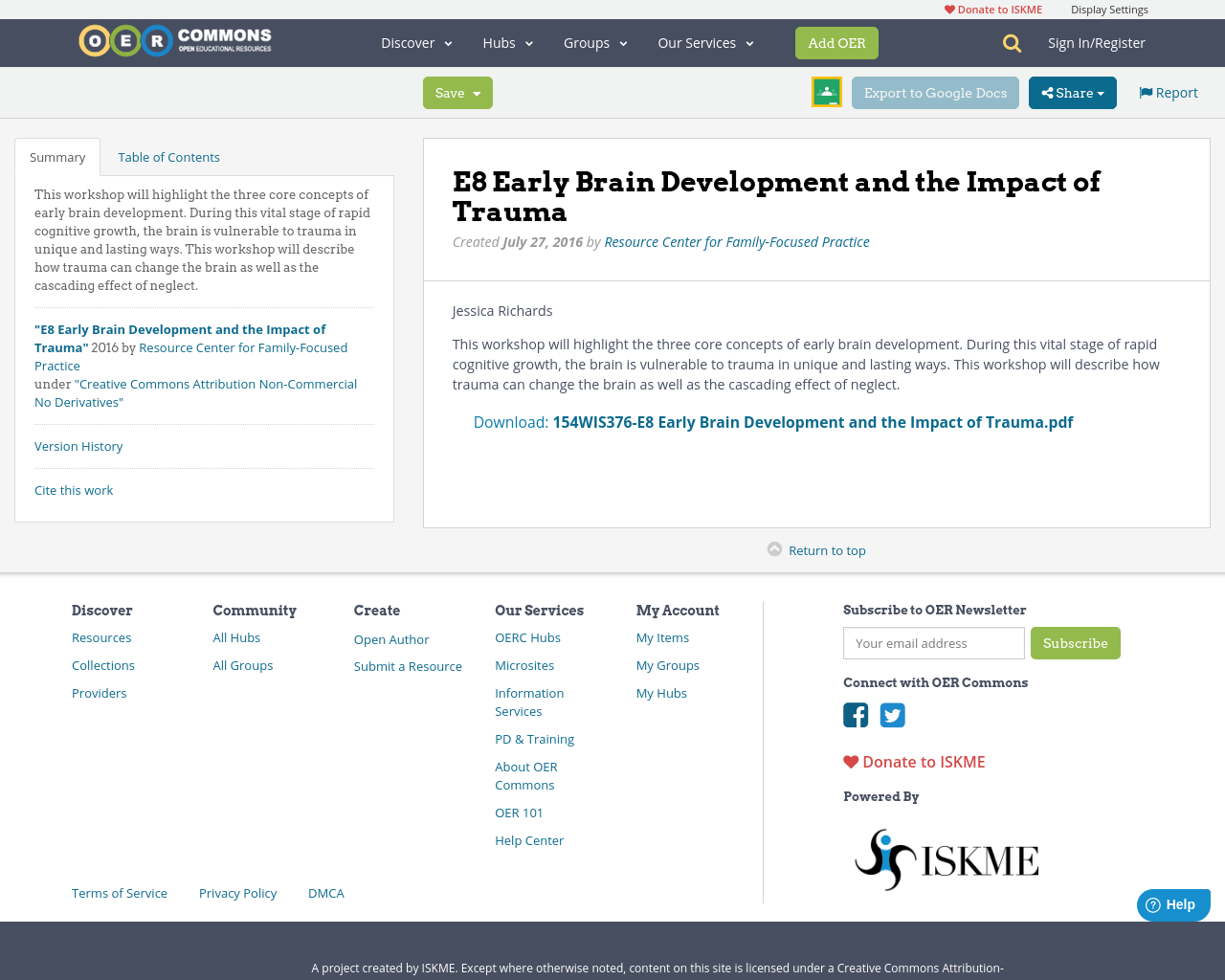 E8 Early Brain Development and the Impact of Trauma | OER Commons