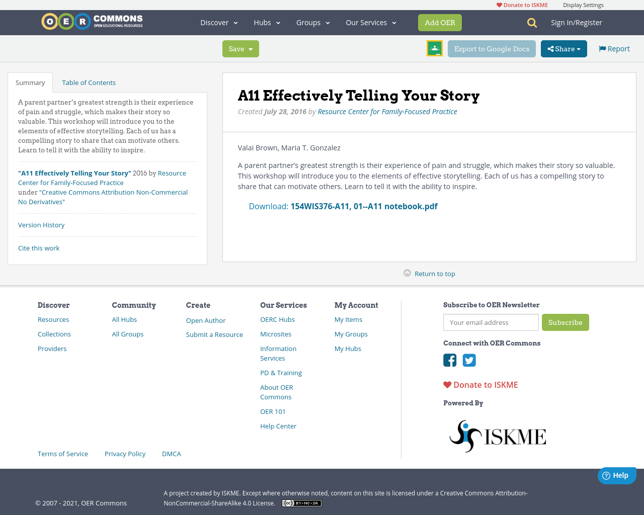 A11 Effectively Telling Your Story | OER Commons