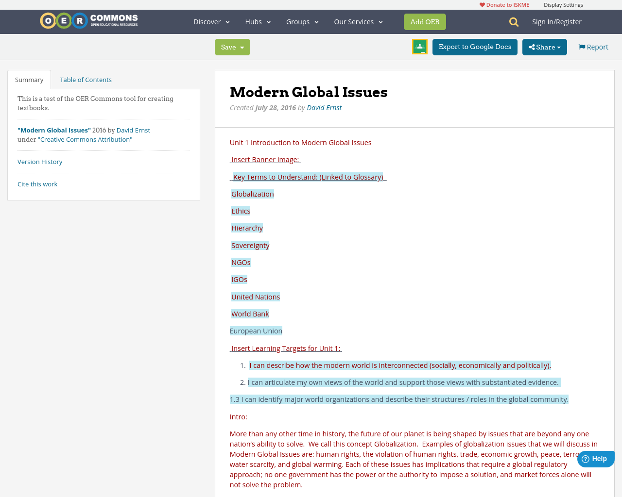 Modern Global Issues | OER Commons