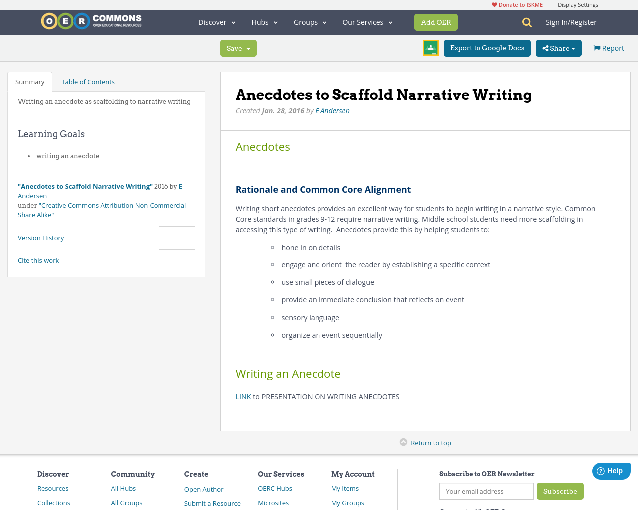 Anecdotes To Scaffold Narrative Writing OER Commons Anecdotes To Scaffold Narrative Writing OER Commons