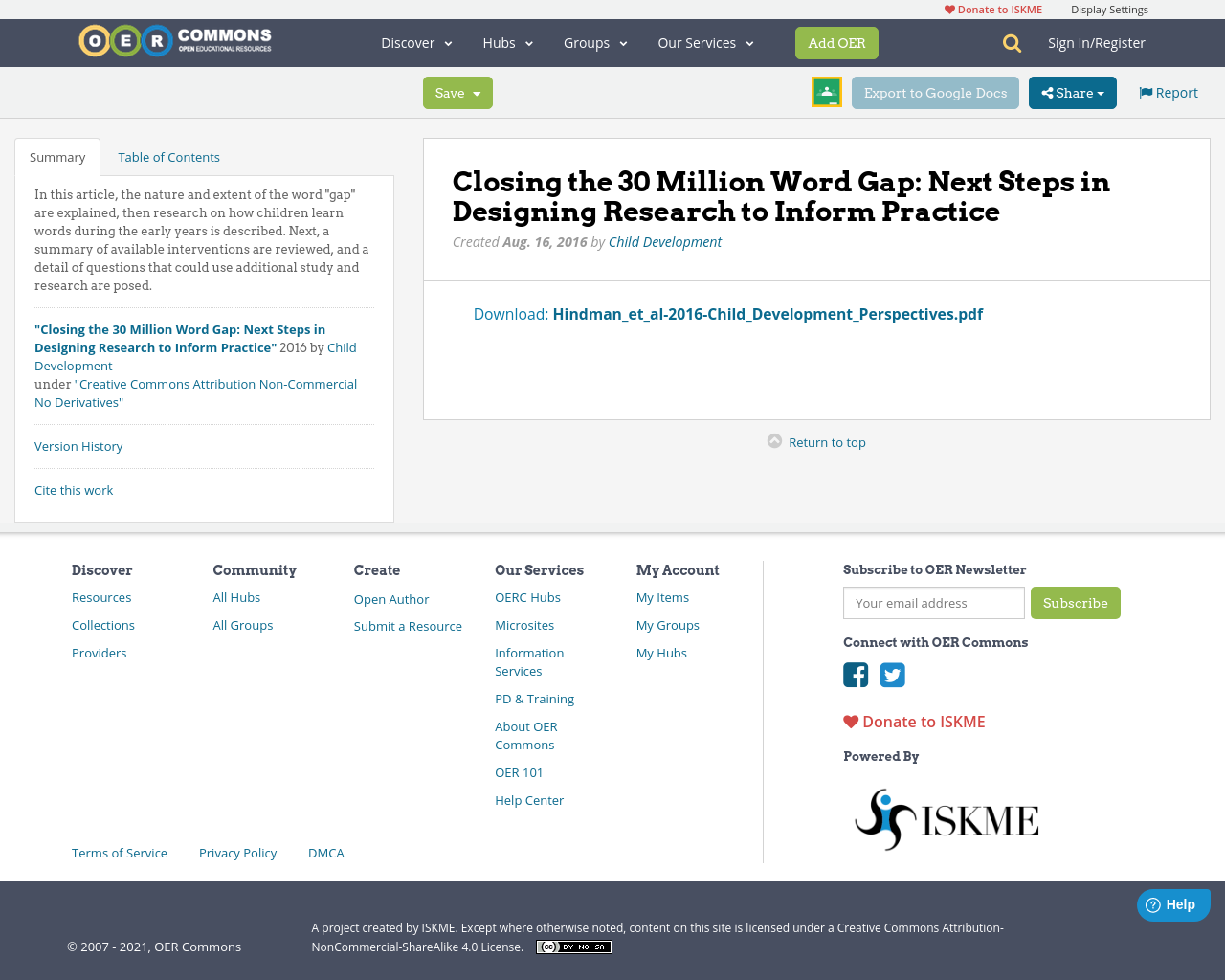 Closing the 30 Million Word Gap: Next Steps in Designing Research to ...