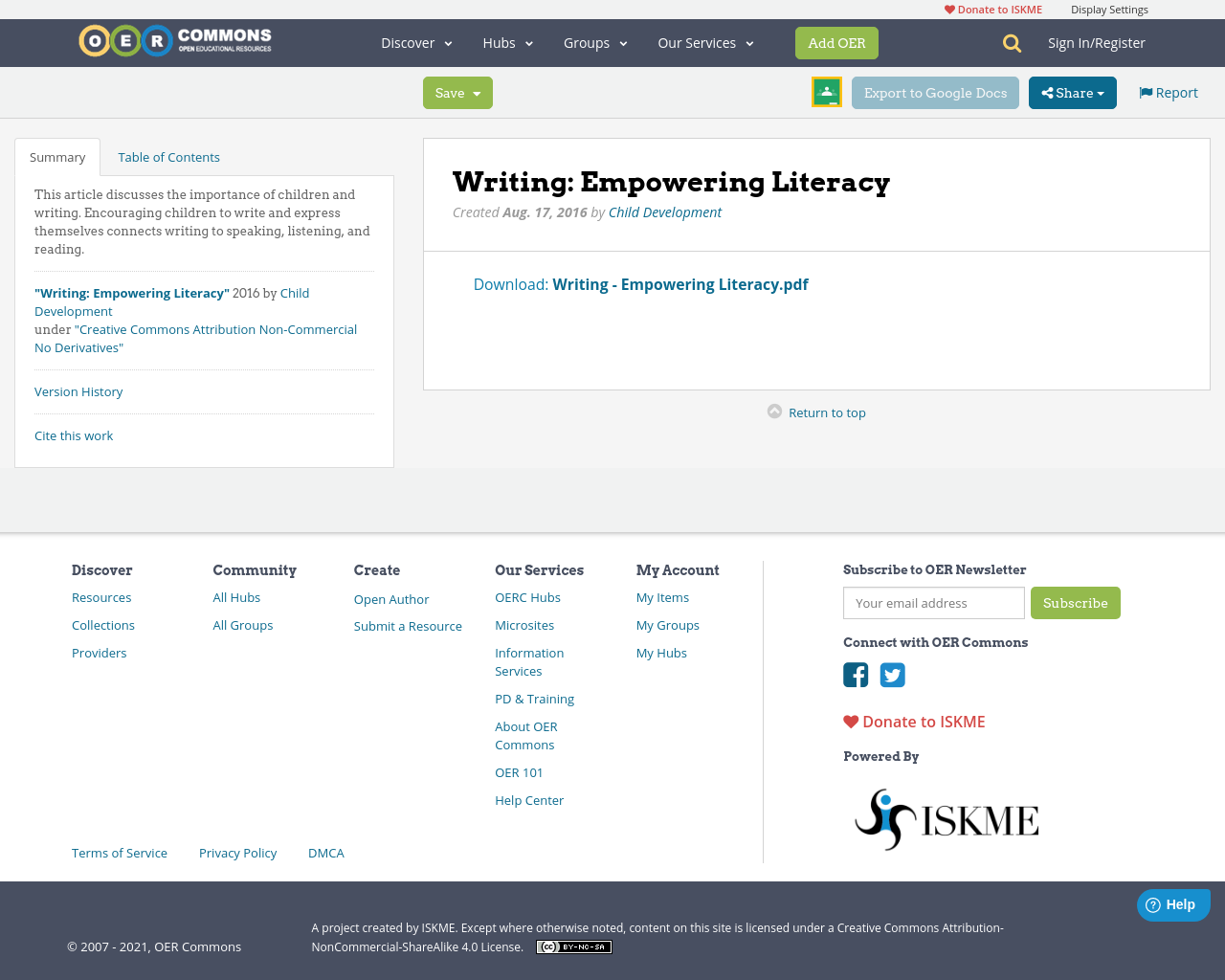 Writing: Empowering Literacy | OER Commons