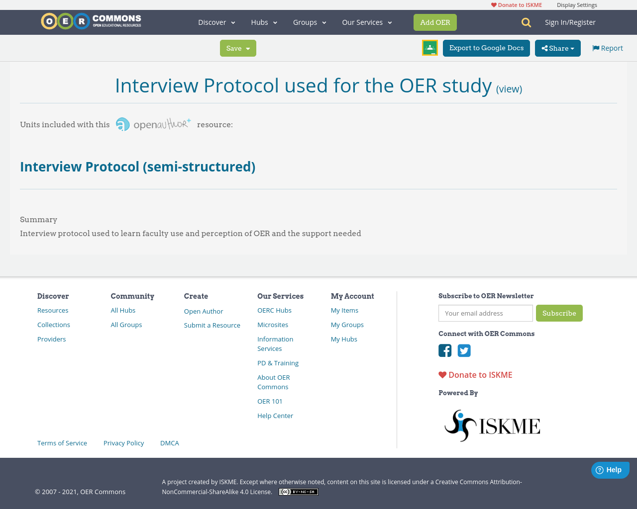 Interview Protocol used for the OER study | OER Commons