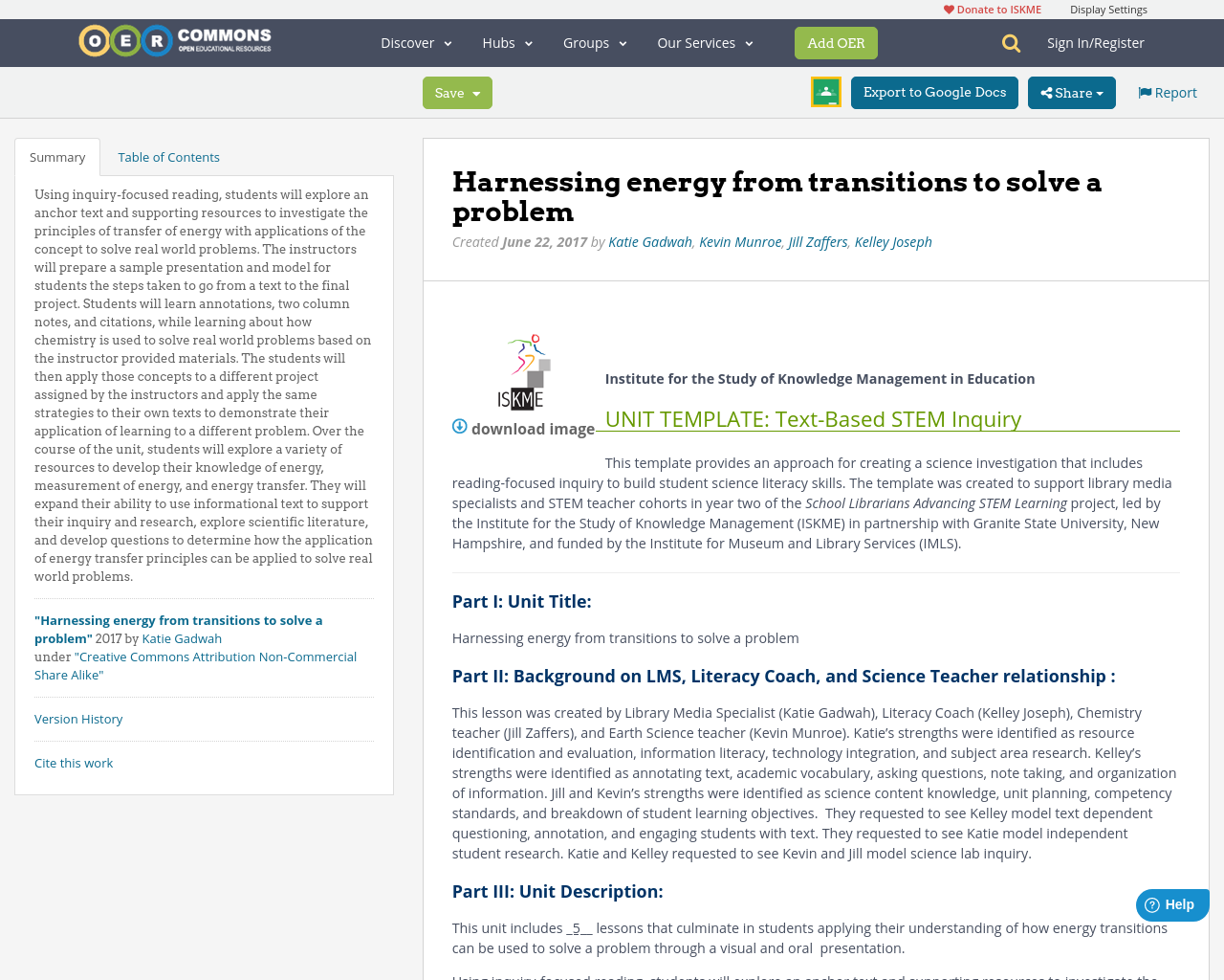 Harnessing energy from transitions to solve a problem | OER Commons