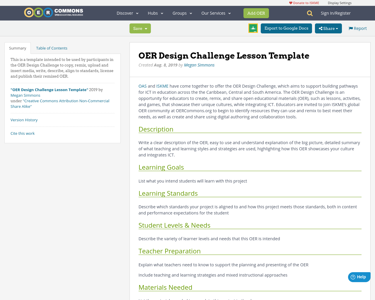 OER Design Challenge Lesson Template | OER Commons
