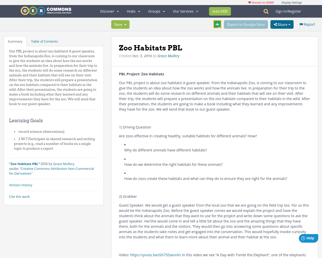 Zoo Habitats PBL | OER Commons