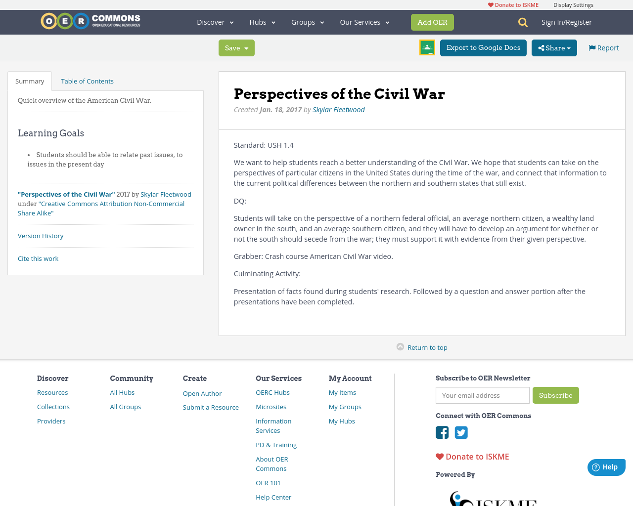 Perspectives of the Civil War | OER Commons