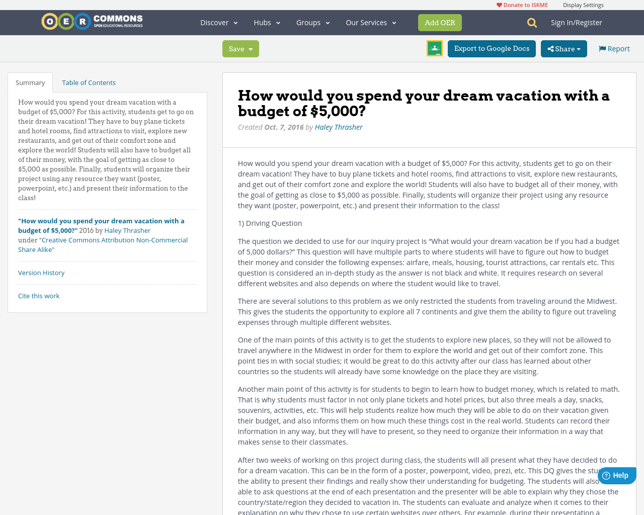 How would you spend your dream vacation with a budget of $5,000? | OER ...