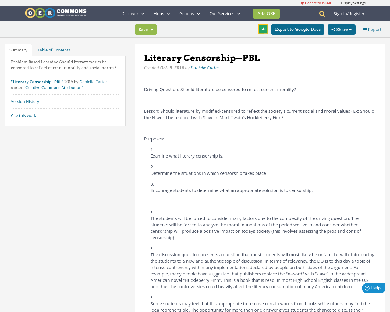 Literary Censorship--PBL | OER Commons