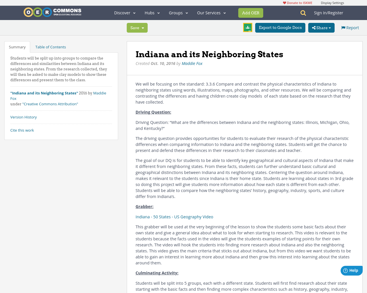 Indiana and its Neighboring States | OER Commons