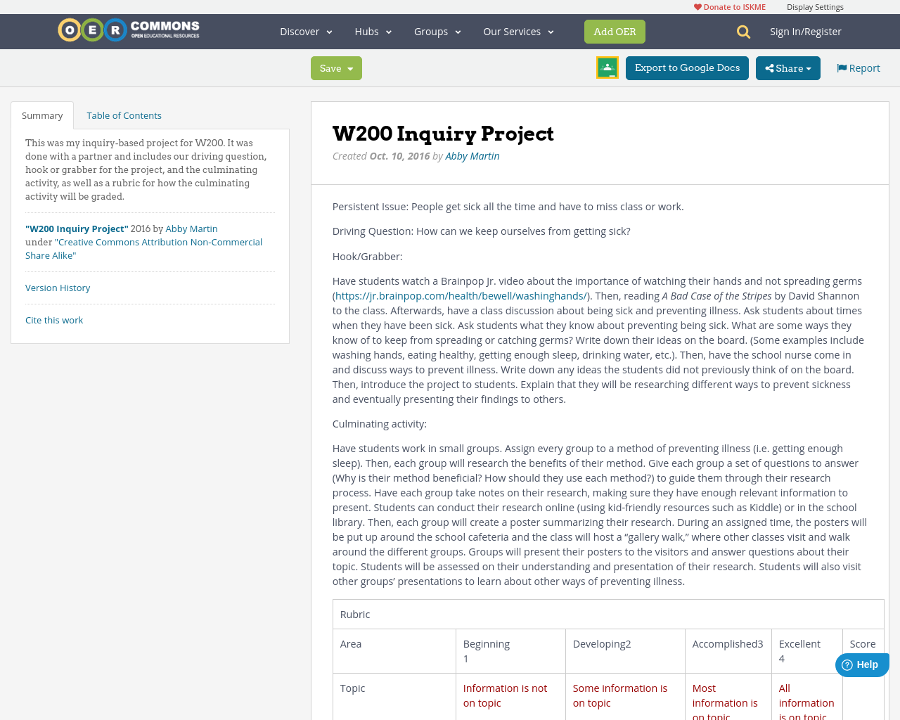 W200 Inquiry Project | OER Commons