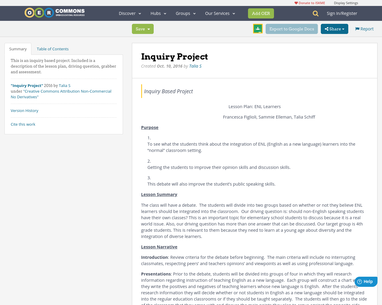 Inquiry Project | OER Commons