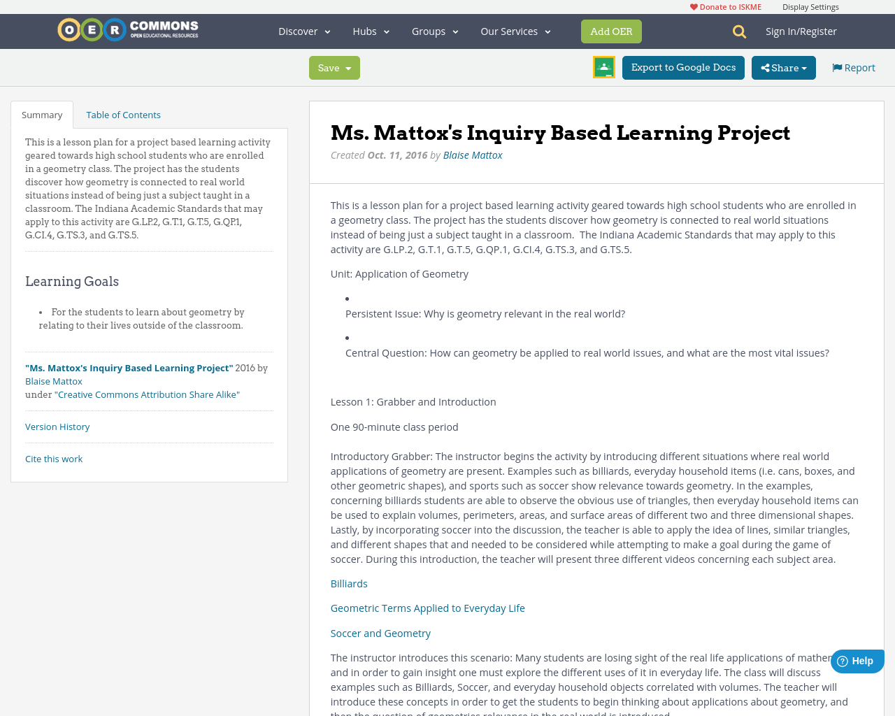 Ms. Mattox's Inquiry Based Learning Project | OER Commons