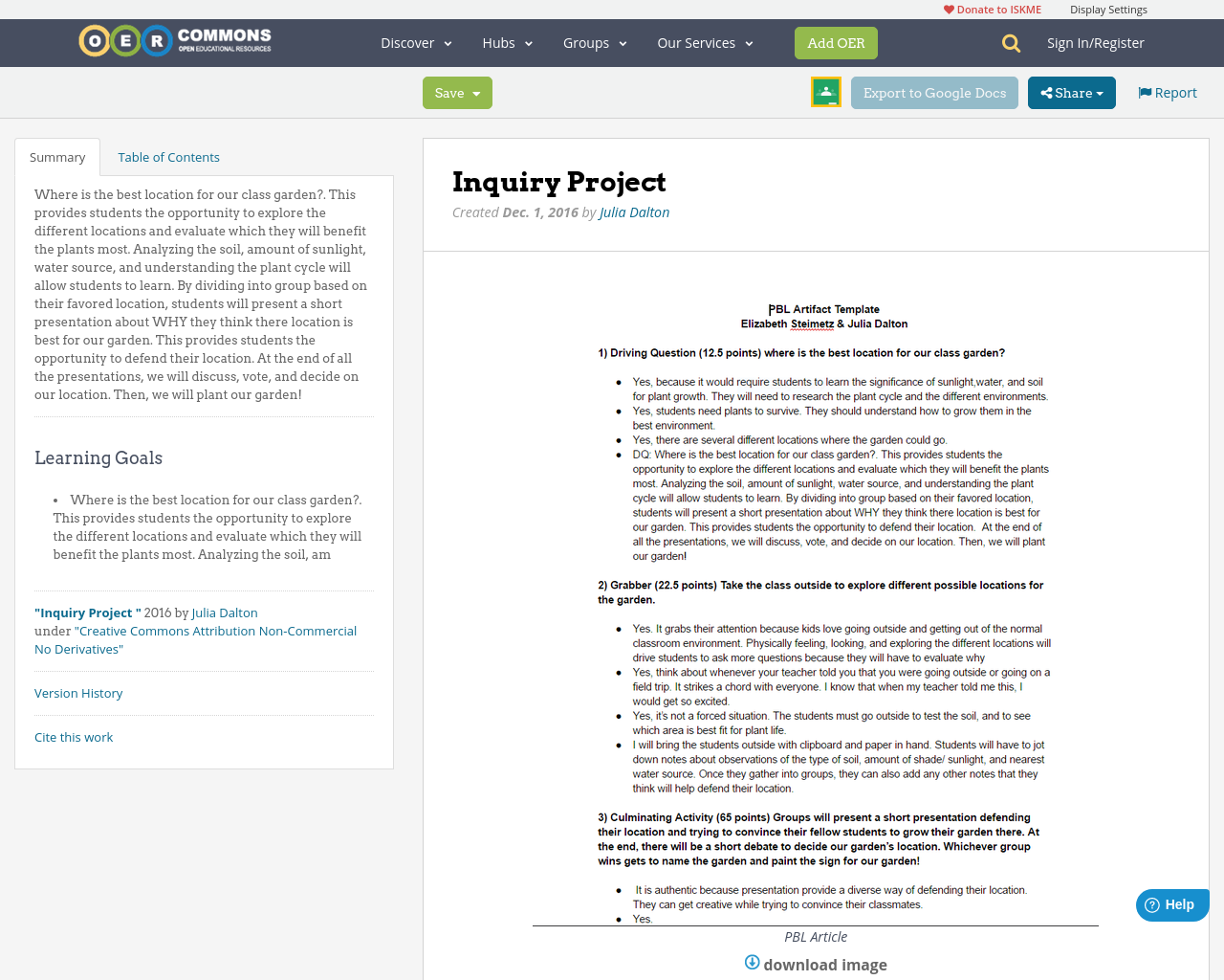Inquiry Project | OER Commons