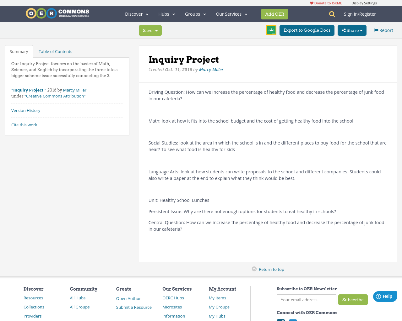 Inquiry Project | OER Commons