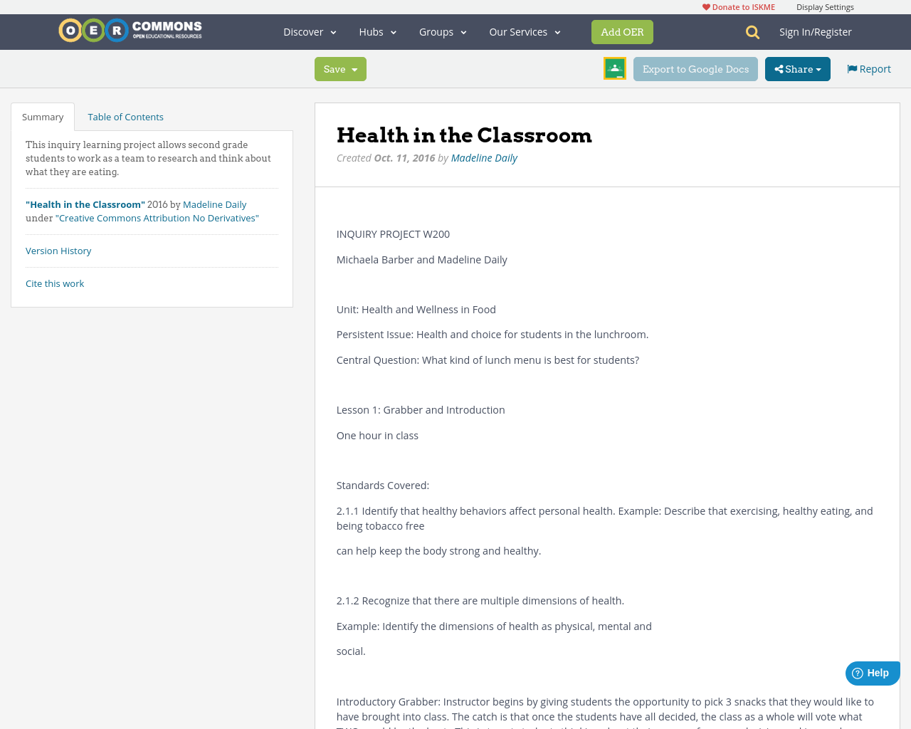 Health in the Classroom | OER Commons
