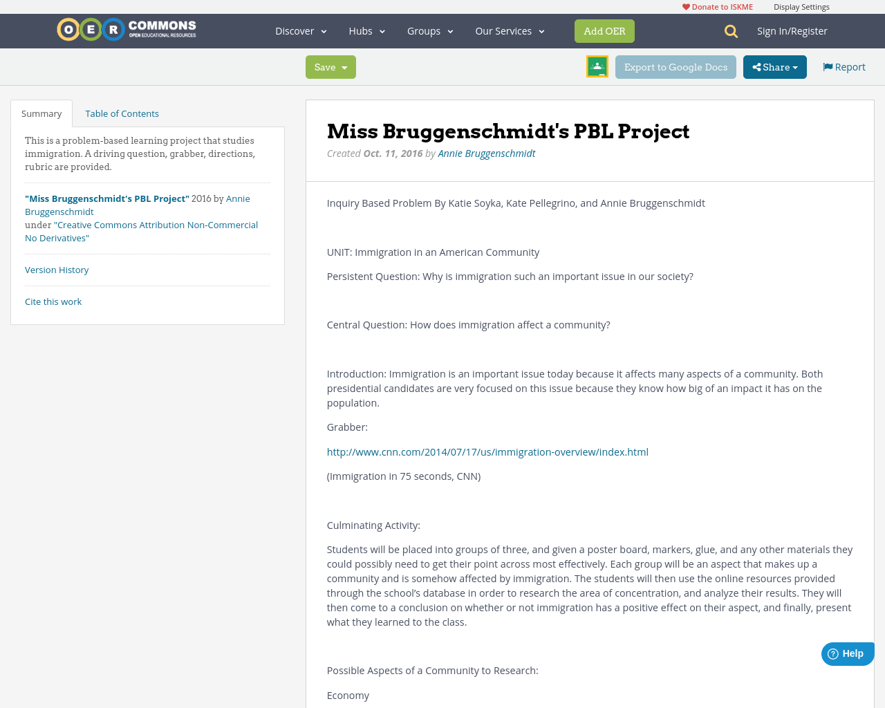 Miss Bruggenschmidt's PBL Project | OER Commons