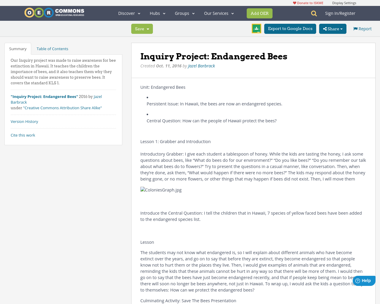 Inquiry Project: Endangered Bees | OER Commons