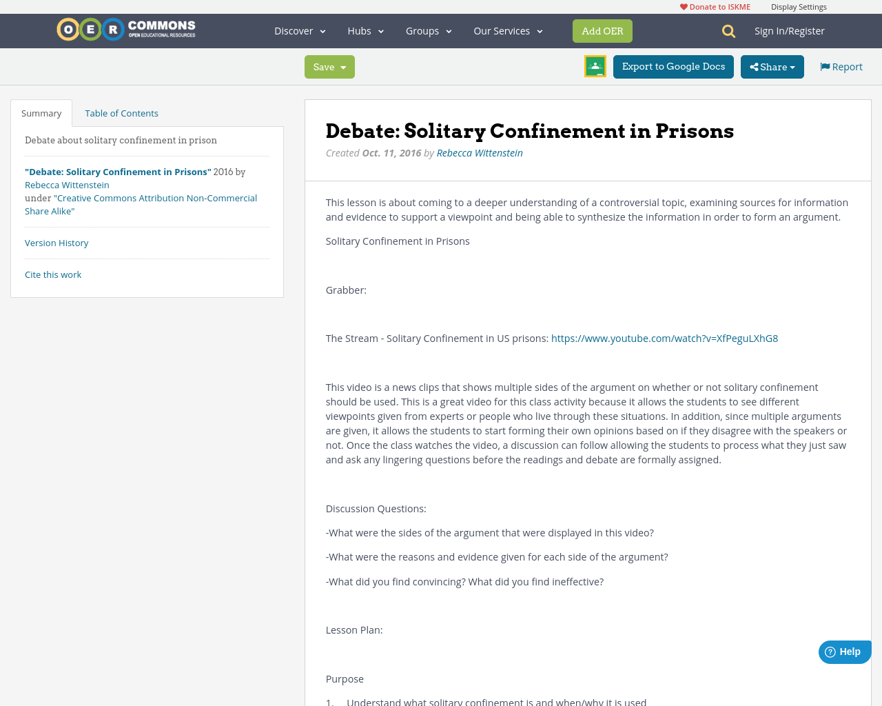 Debate: Solitary Confinement in Prisons | OER Commons