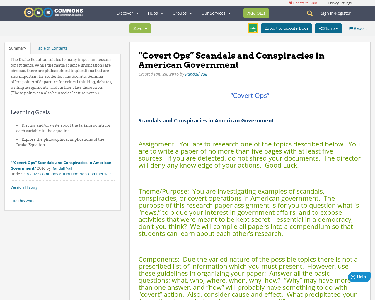 “Covert Ops” Scandals and Conspiracies in American Government | OER Commons