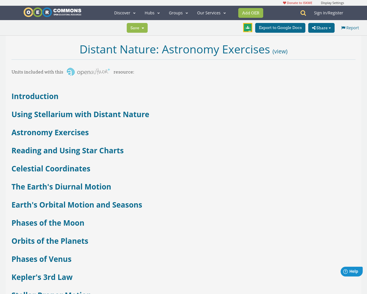 Distant Nature: Astronomy Exercises | OER Commons