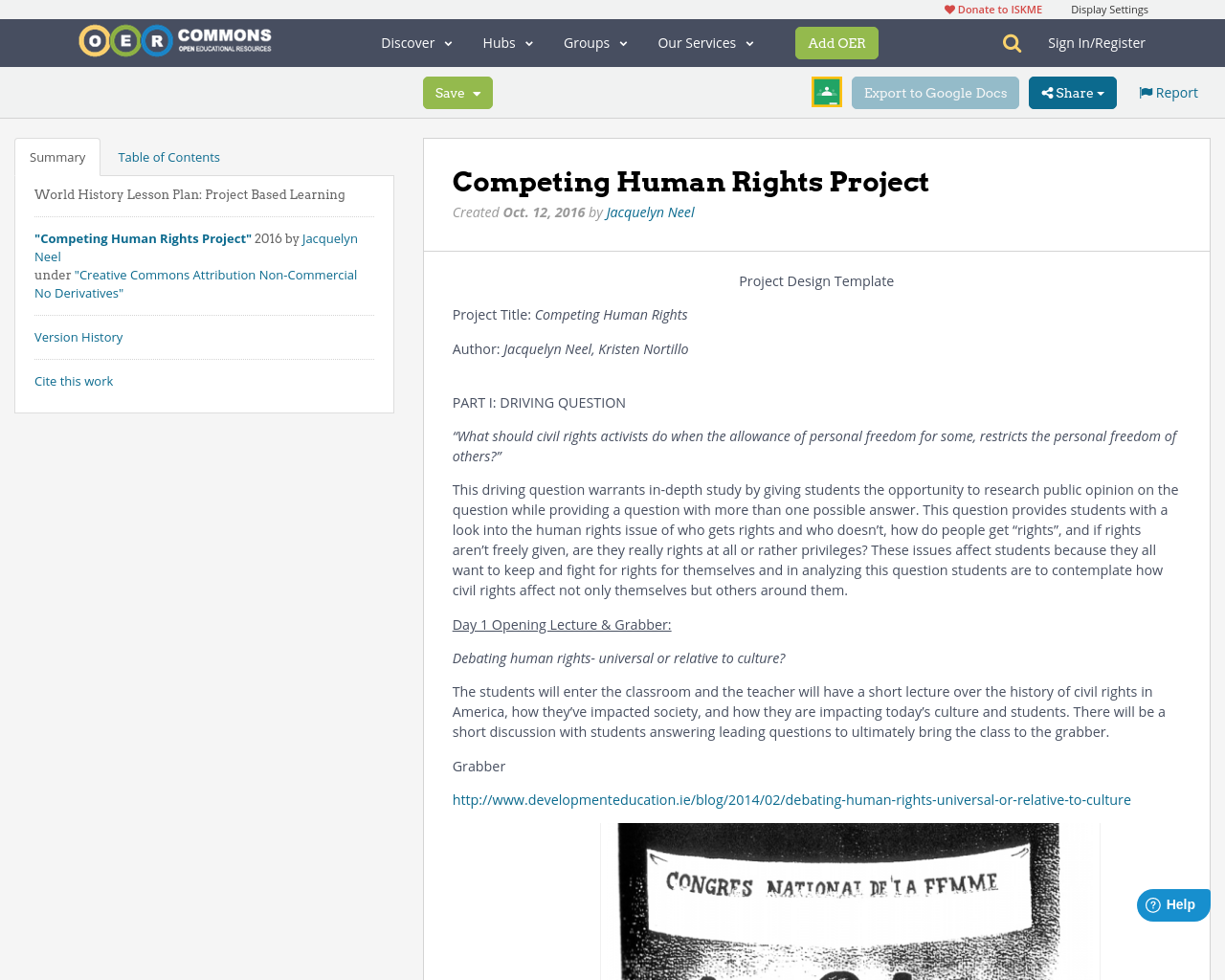 Competing Human Rights Project | OER Commons