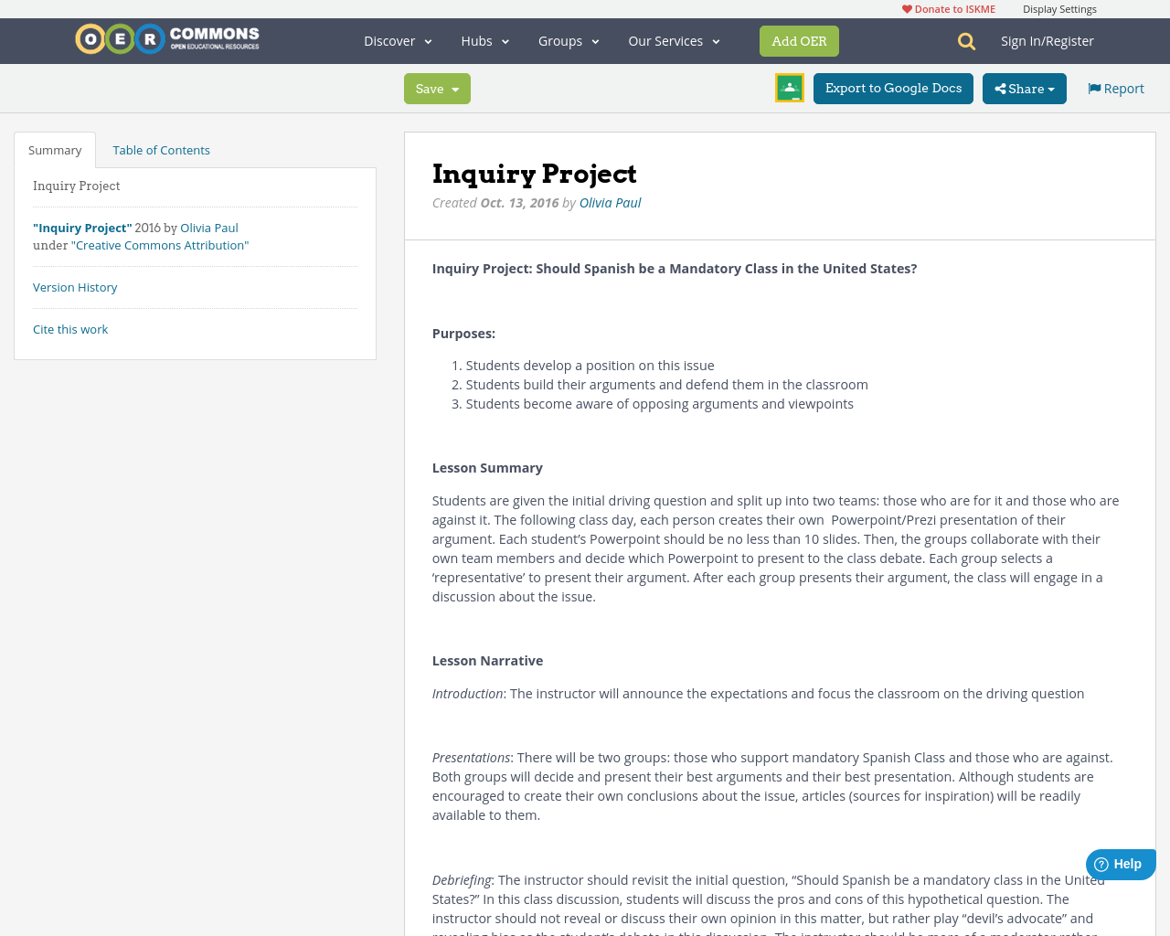 Inquiry Project | OER Commons