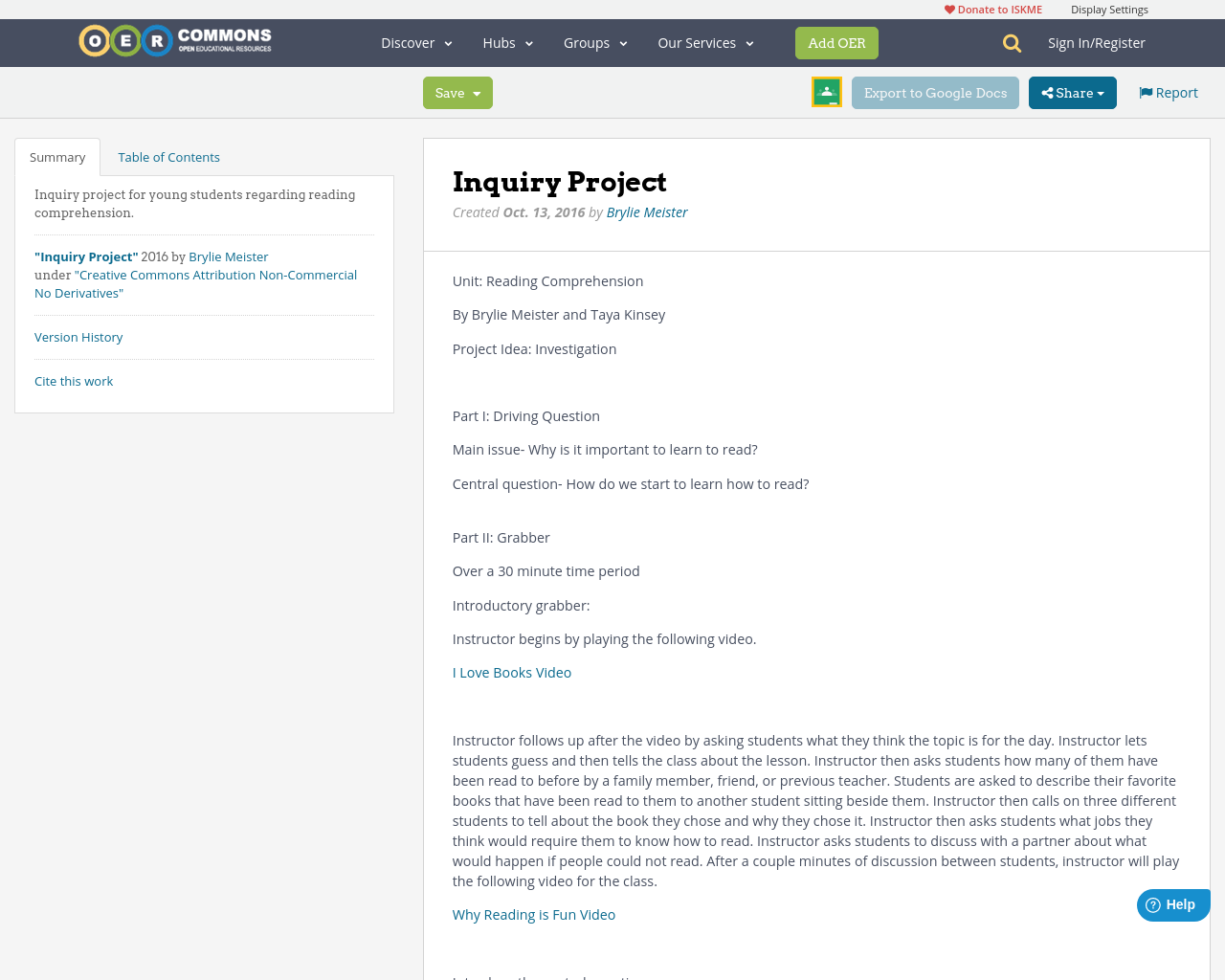 Inquiry Project | OER Commons