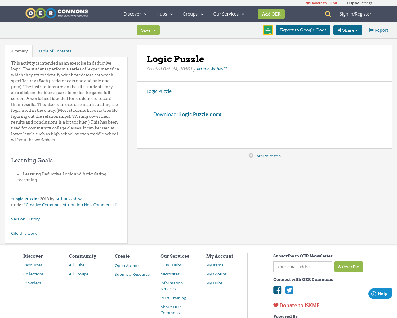 Logic Puzzle OER Commons