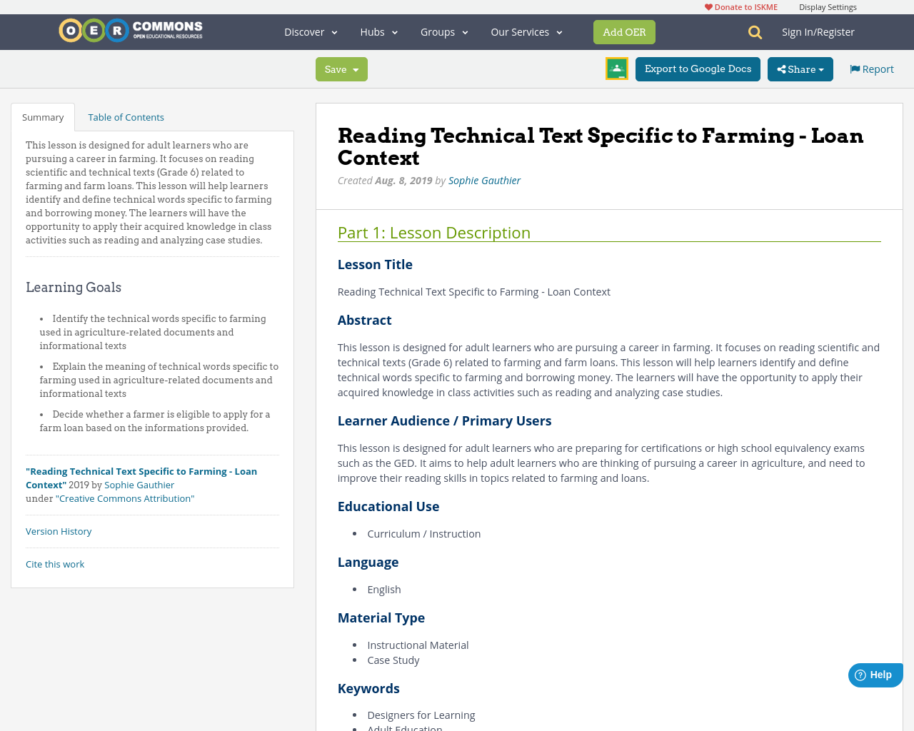 Reading Technical Text Specific to Farming - Loan Context | OER Commons