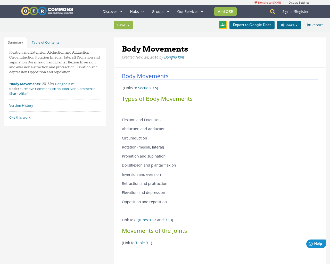 Body Movements | OER Commons