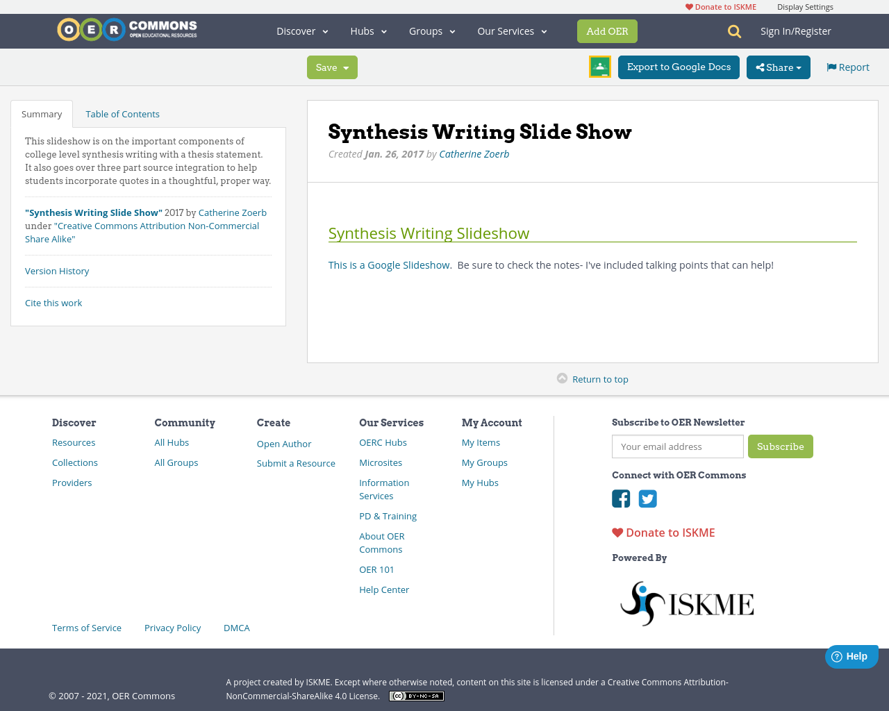 Synthesis Writing Slide Show | OER Commons