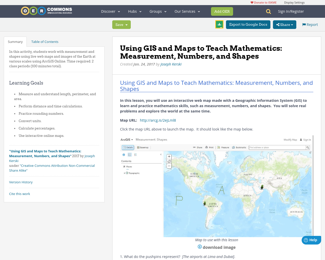 Using GIS and Maps to Teach Mathematics: Measurement, Numbers, and ...