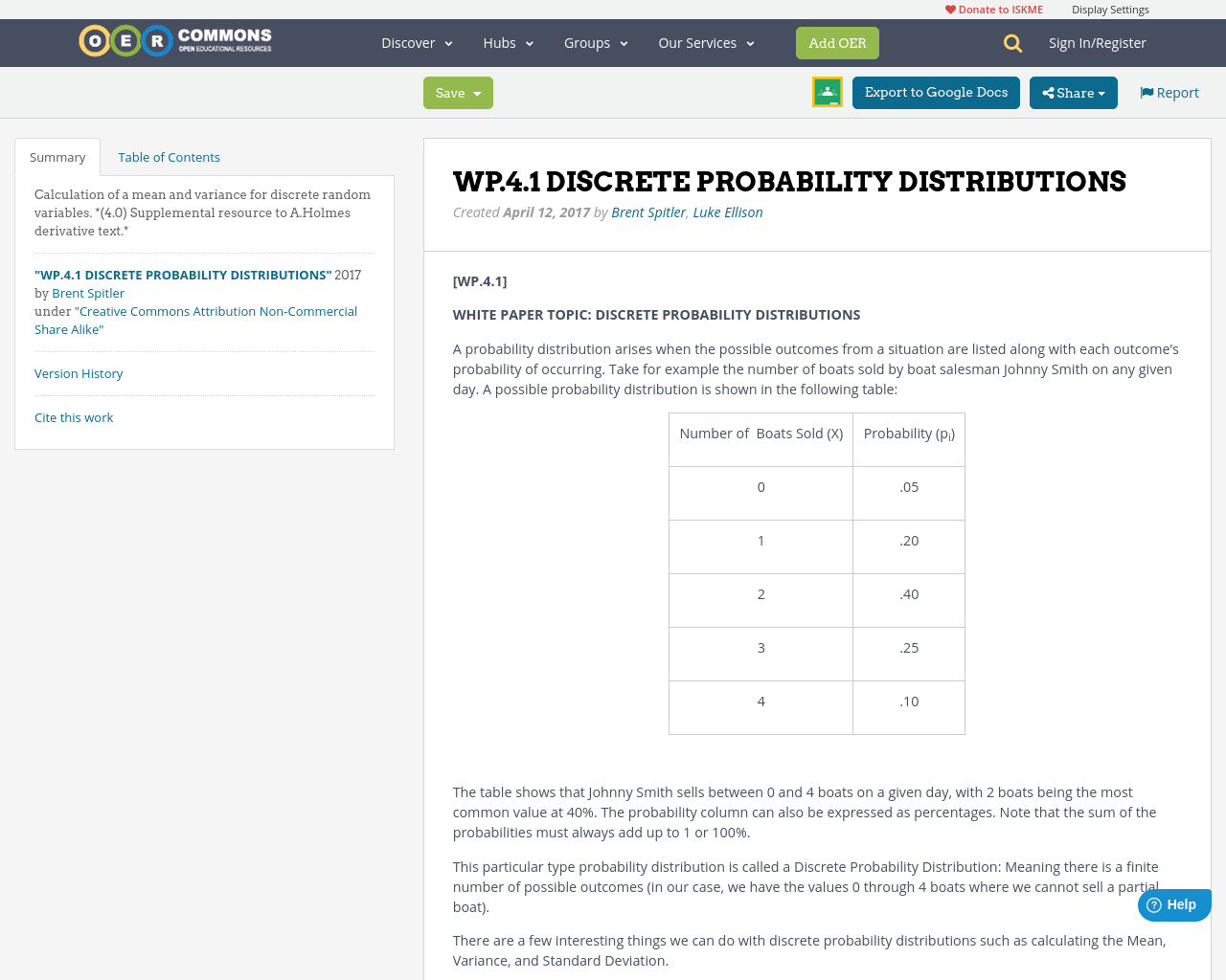 WP.4.1 DISCRETE PROBABILITY DISTRIBUTIONS | OER Commons
