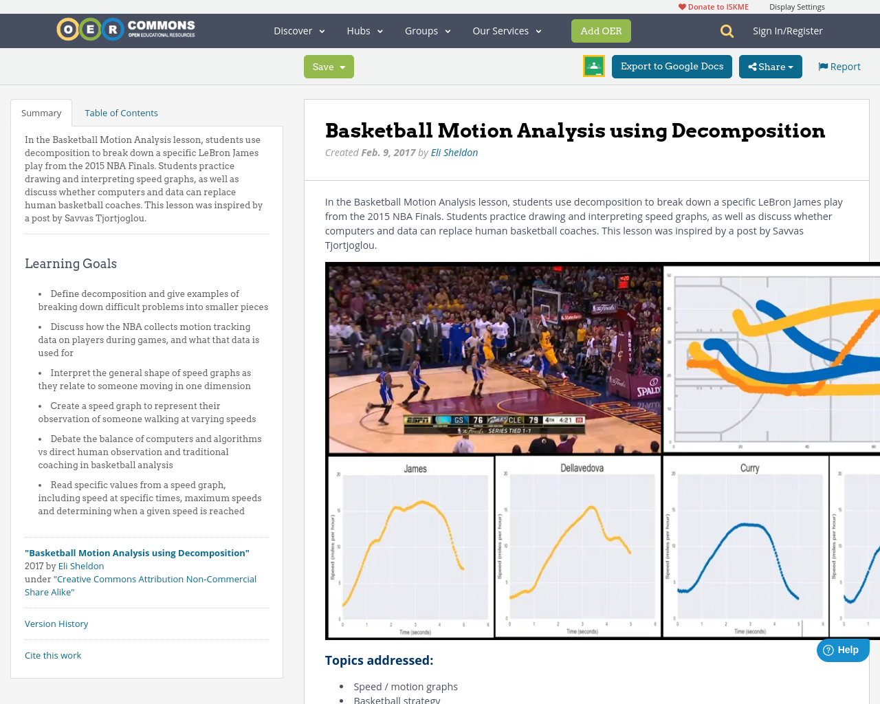 Basketball Motion Analysis Using Decomposition Oer Commons
