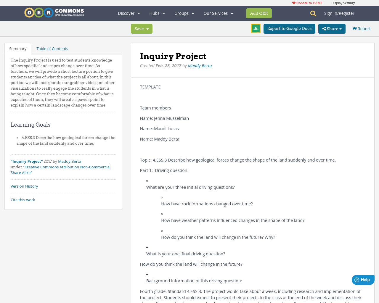 Inquiry Project | OER Commons