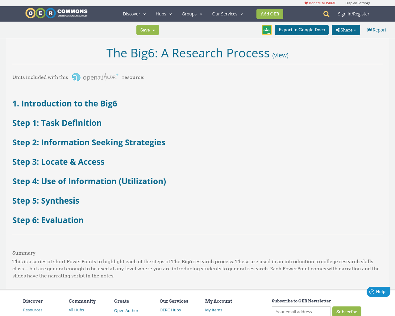The Big6: A Research Process | OER Commons