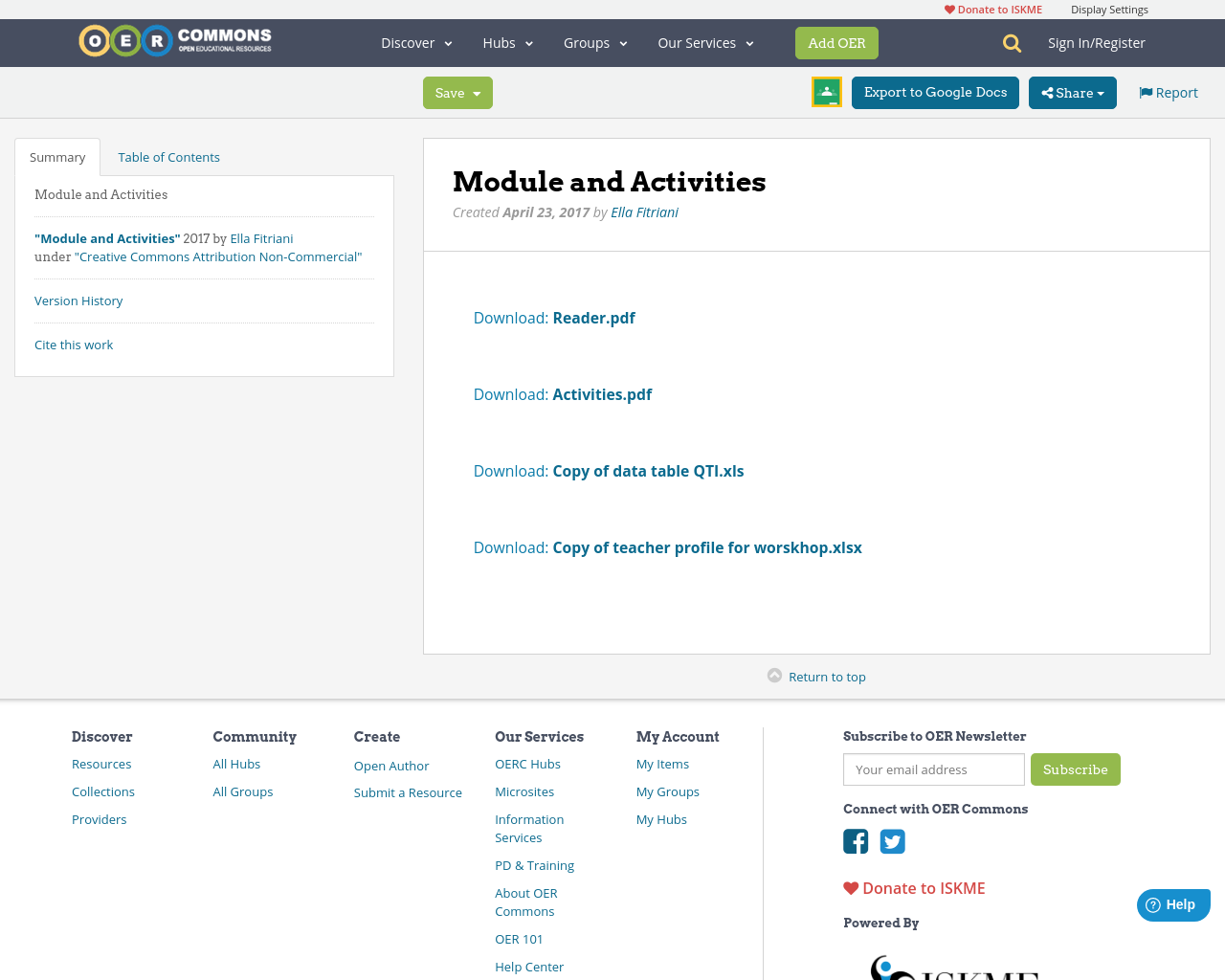 Module and Activities | OER Commons