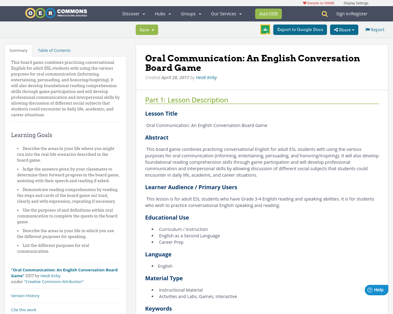 Oral Communication: An English Conversation Board Game | OER Commons
