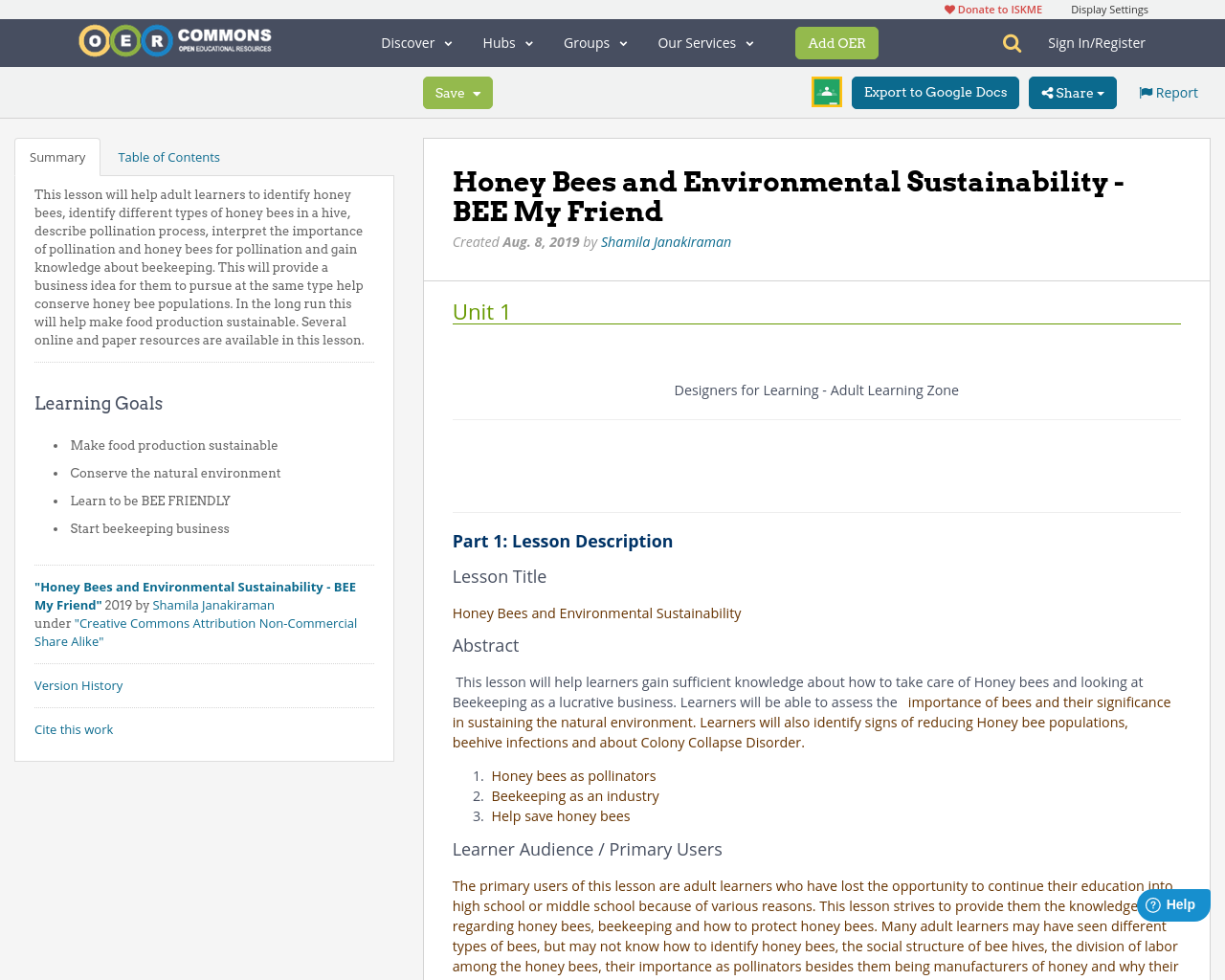Honey Bees and Environmental Sustainability - BEE My Friend | OER Commons