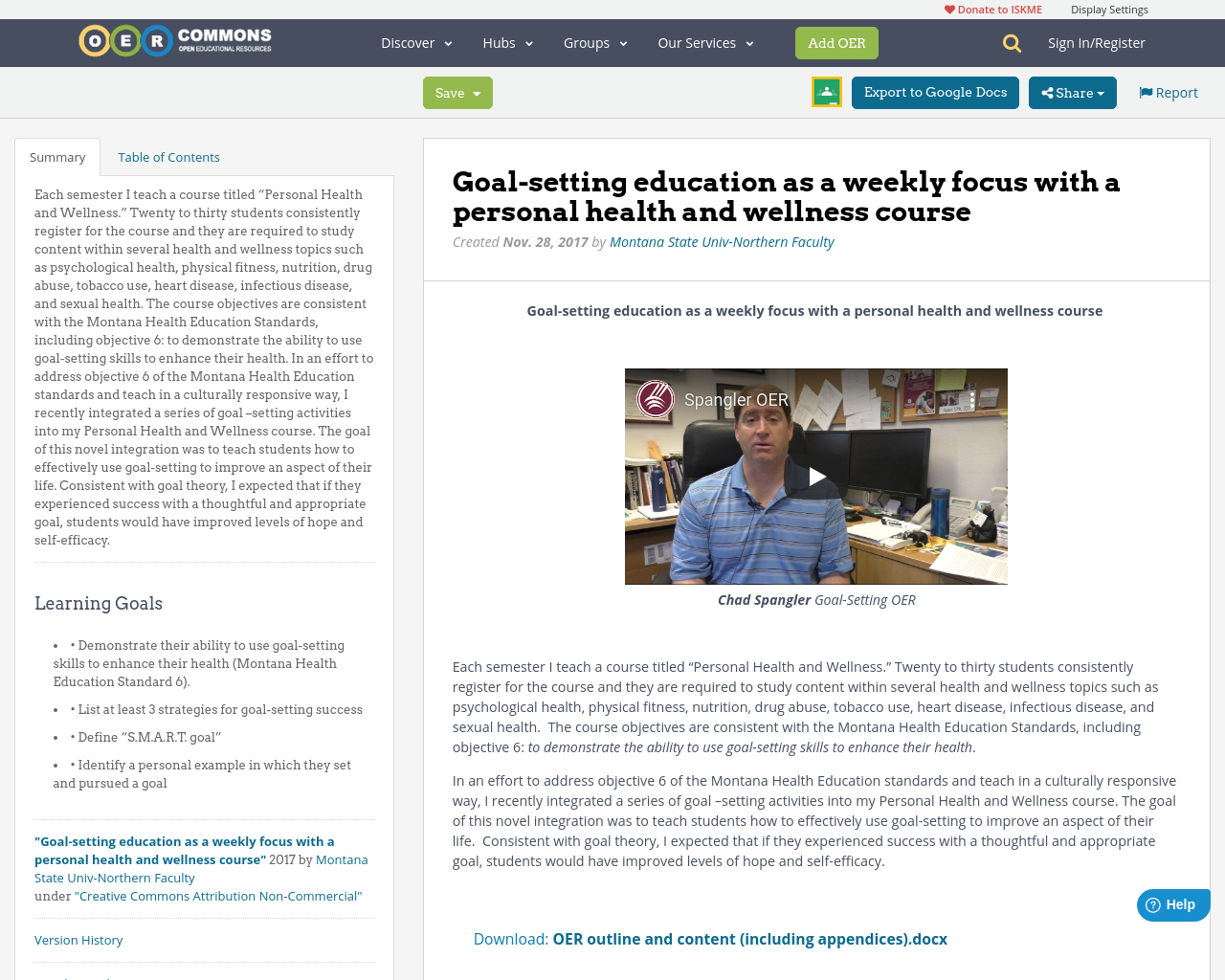Goal-setting education as a weekly focus with a personal health and ...
